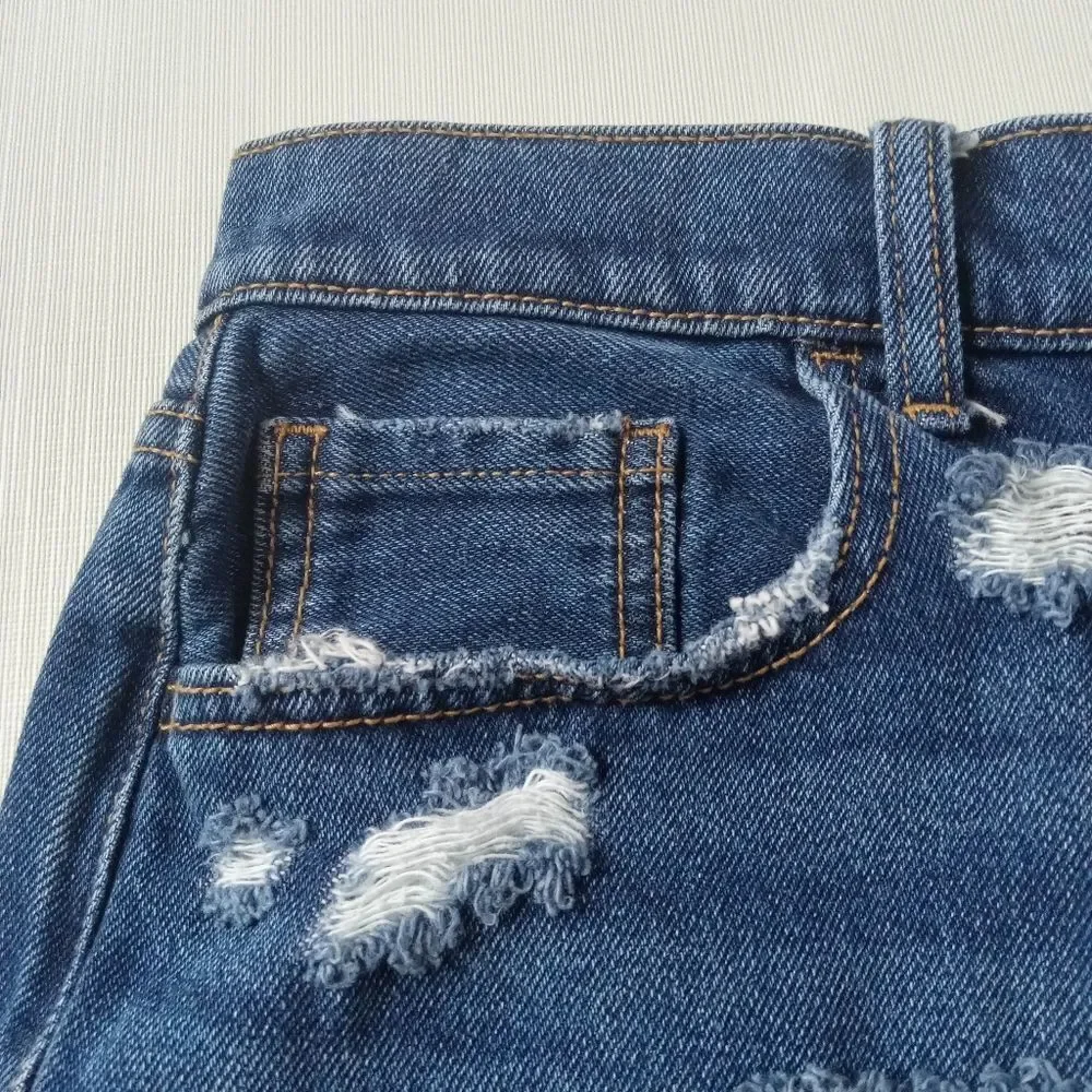 Windsor | Shorts | Windsor Blue Dark Wash Distressed Raw Edge Hem Denim ...